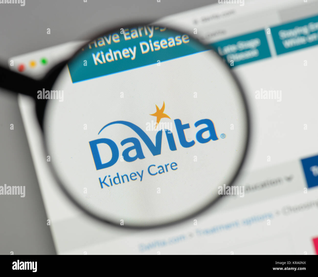 Milan, Italy - August 10, 2017: DaVita logo on the website homepage ...