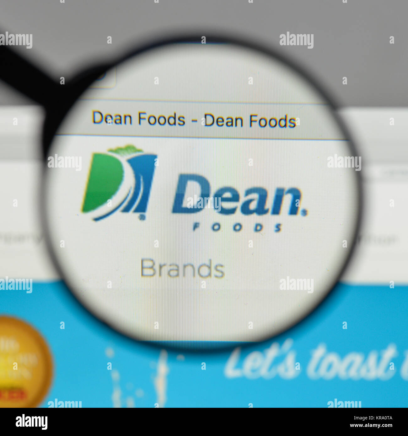 Milan, Italy - August 10, 2017: Dean Foods logo on the website homepage ...