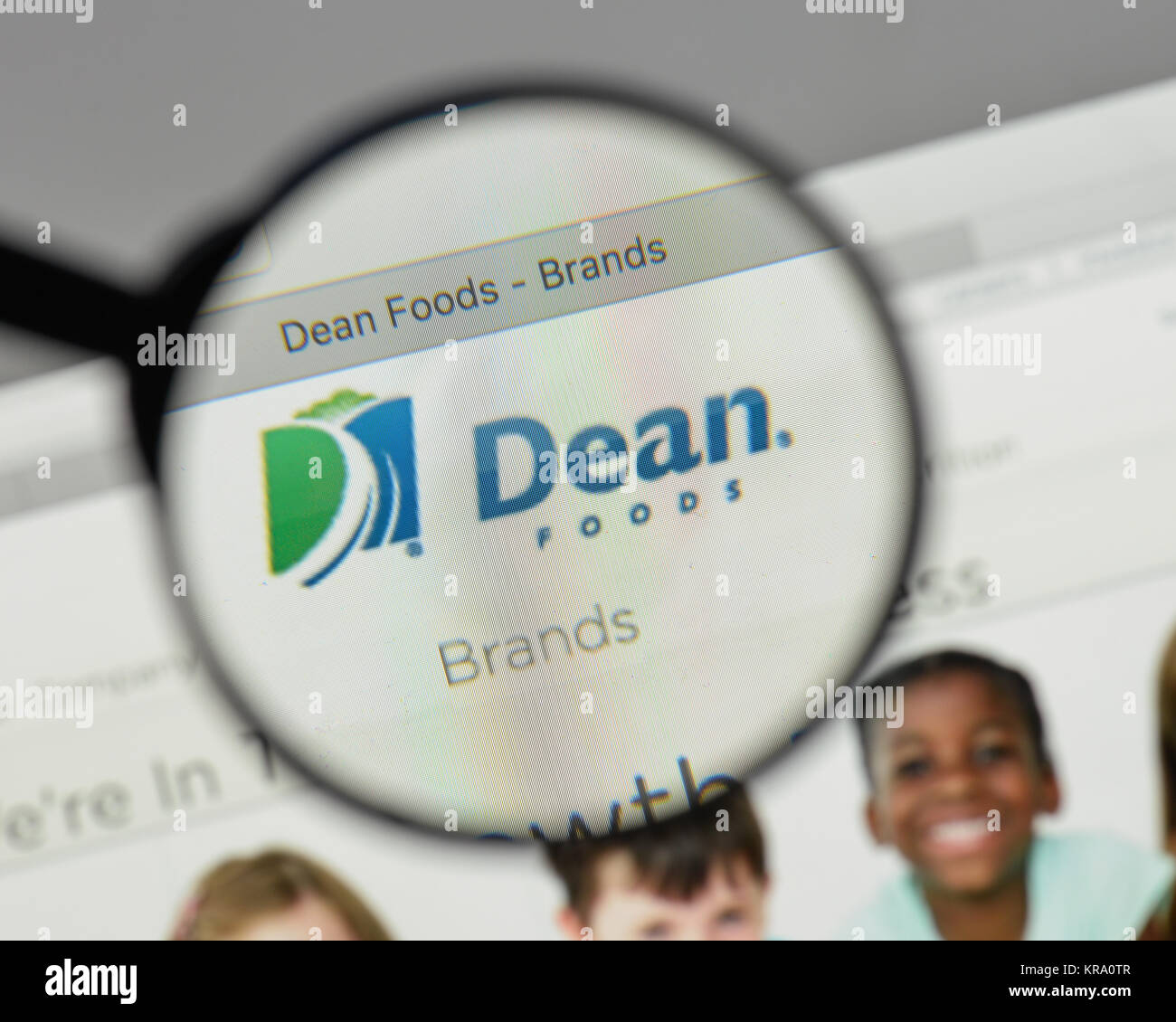 Milan, Italy - August 10, 2017: Dean Foods logo on the website homepage ...