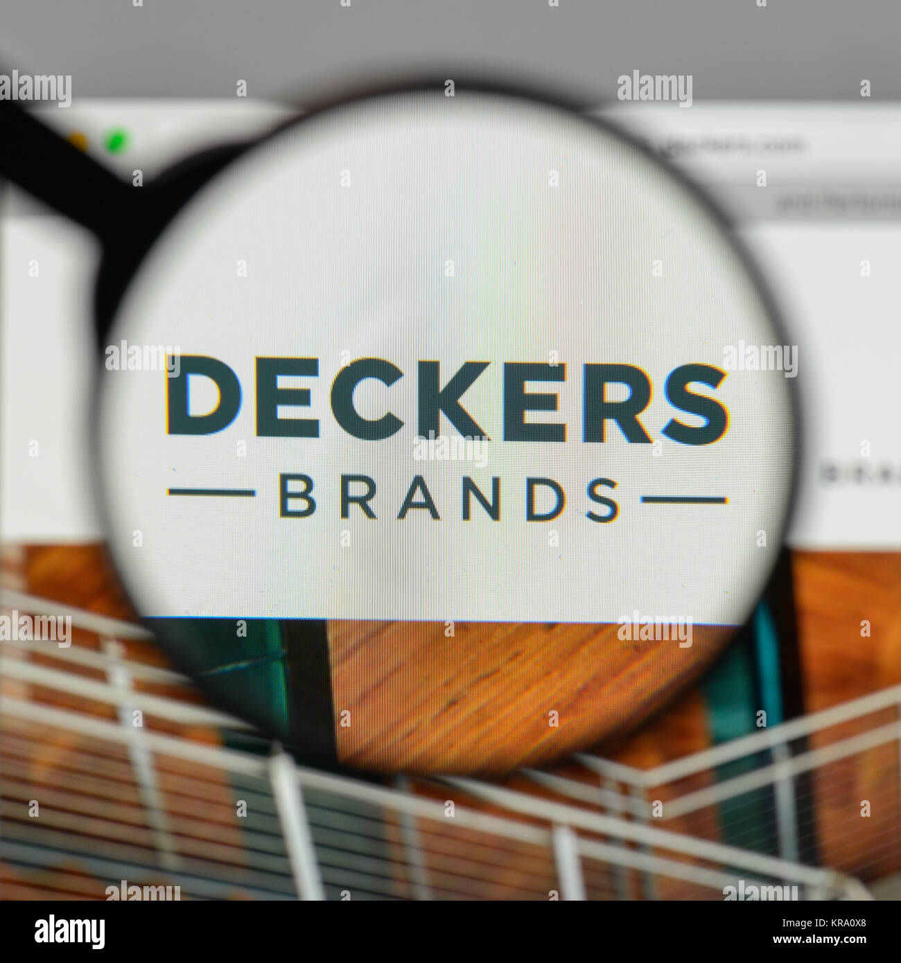 Milan, Italy - August 10, 2017: Deckers Outdoor logo on the website ...