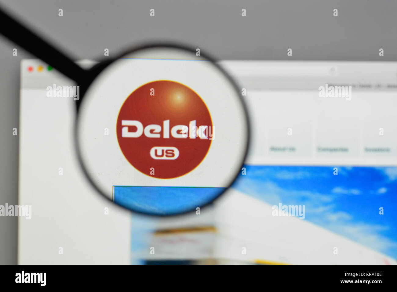 Milan, Italy - August 10, 2017: Delek US Holdings logo on the website ...