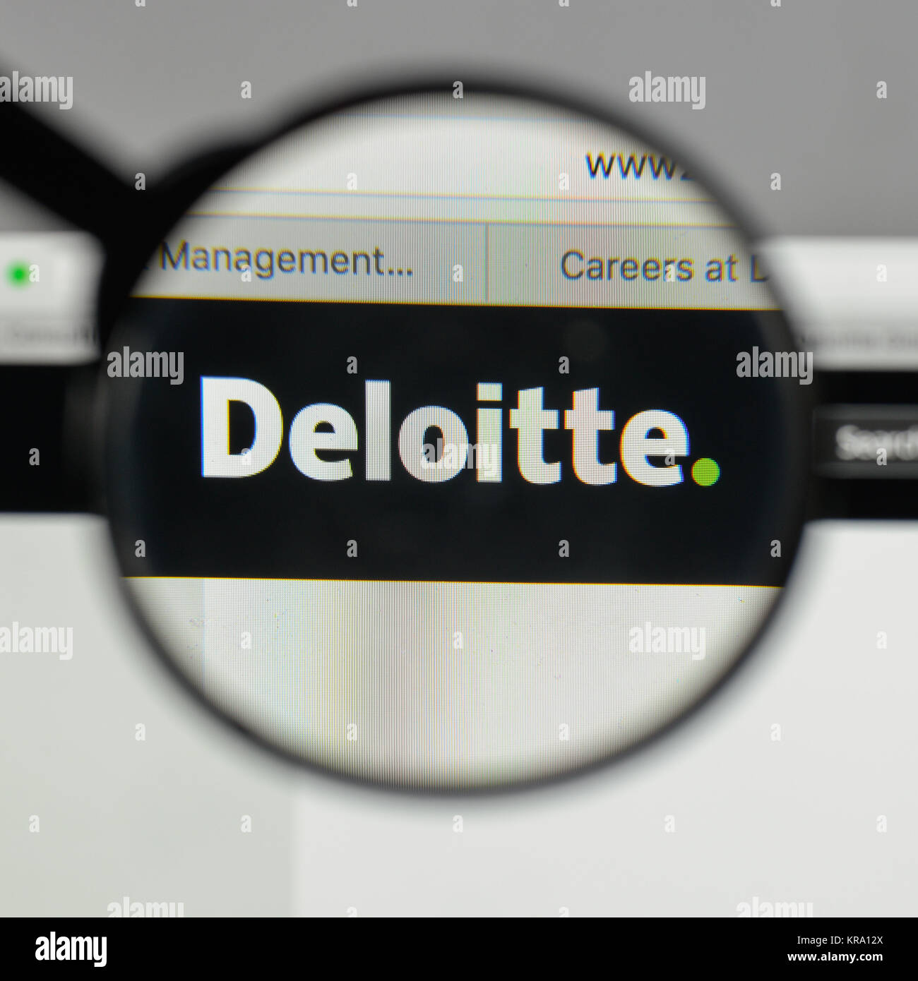 Milan, Italy - August 10, 2017: Deloitte logo on the website homepage ...