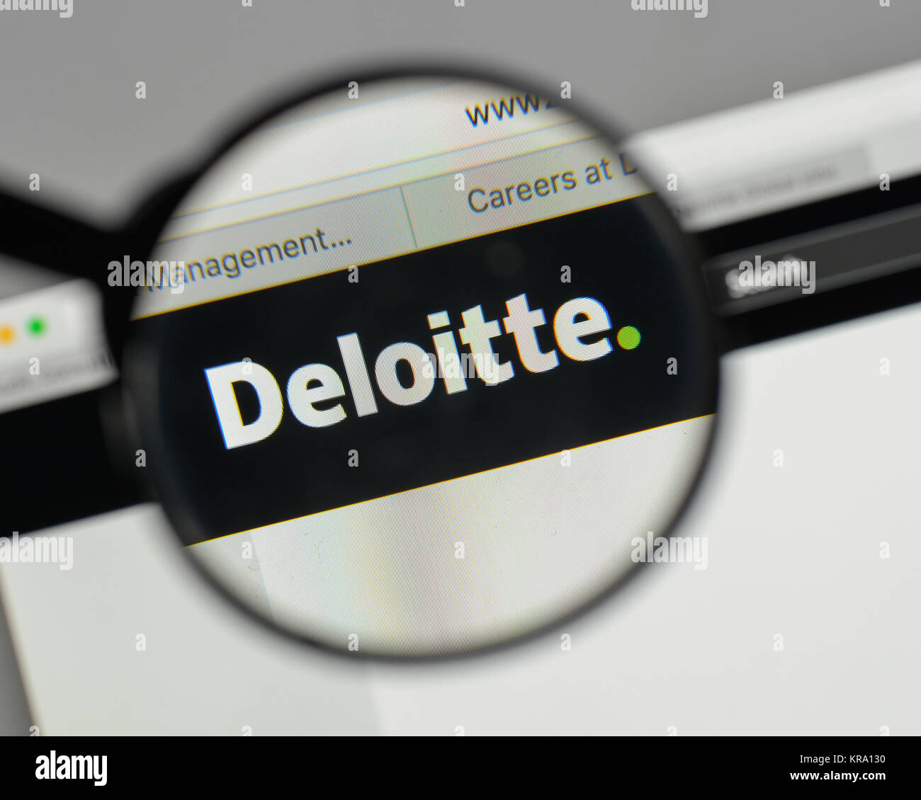 Milan, Italy - August 10, 2017: Deloitte logo on the website homepage ...