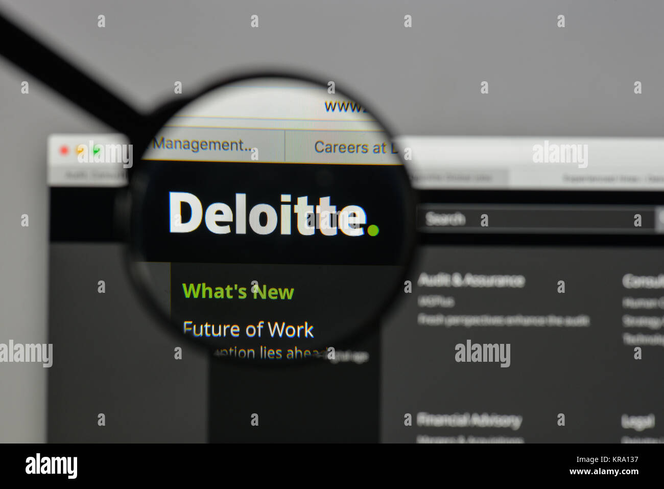 Milan, Italy - August 10, 2017: Deloitte logo on the website homepage ...