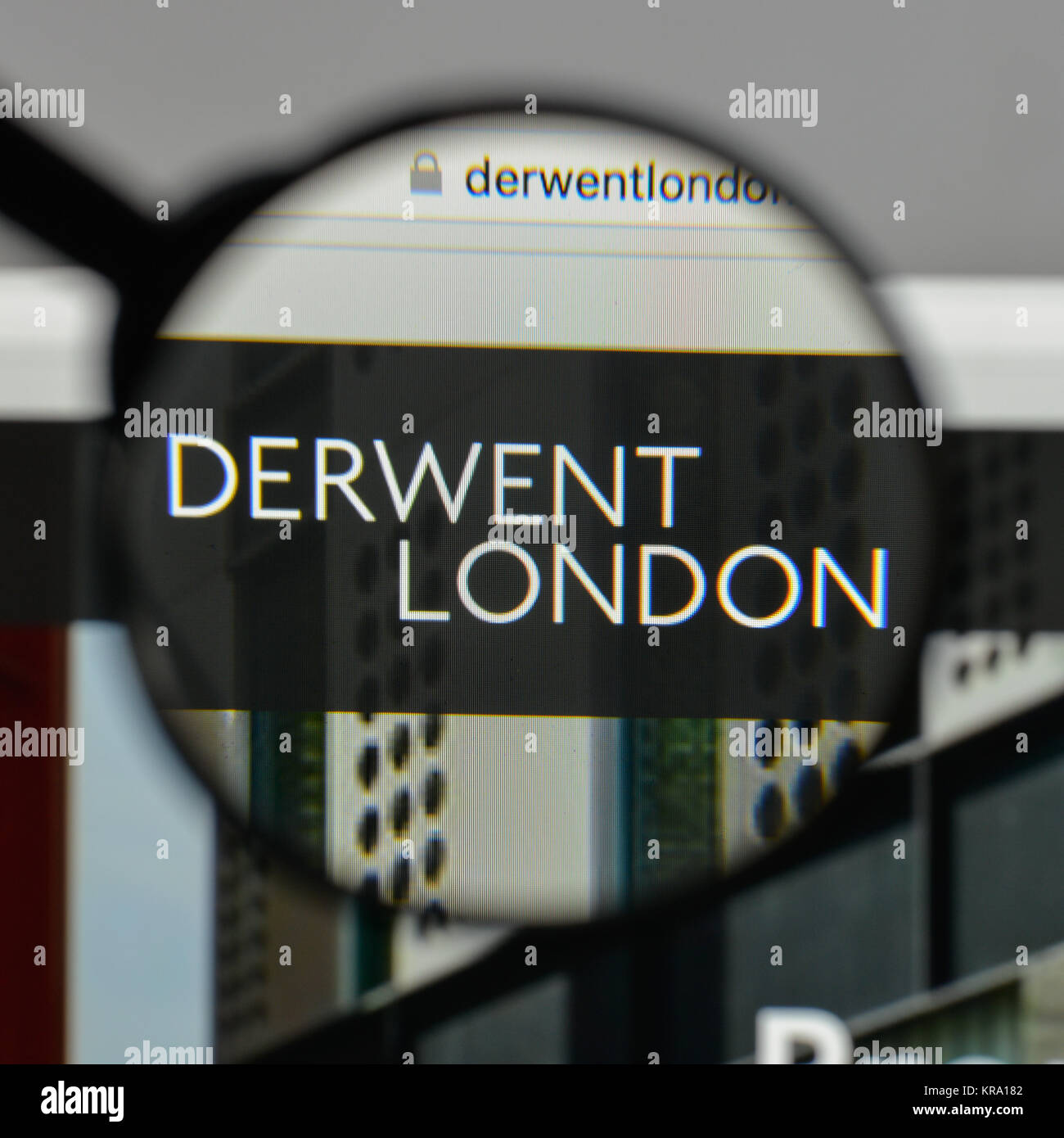 Milan, Italy - August 10, 2017: Derwent London PLC logo on the website ...