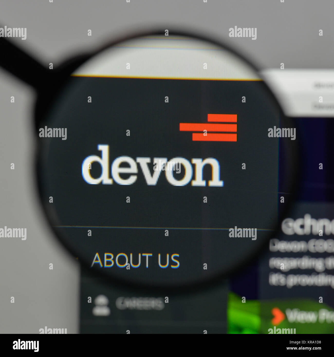 Milan, Italy - August 10, 2017: Devon Energy logo on the website ...