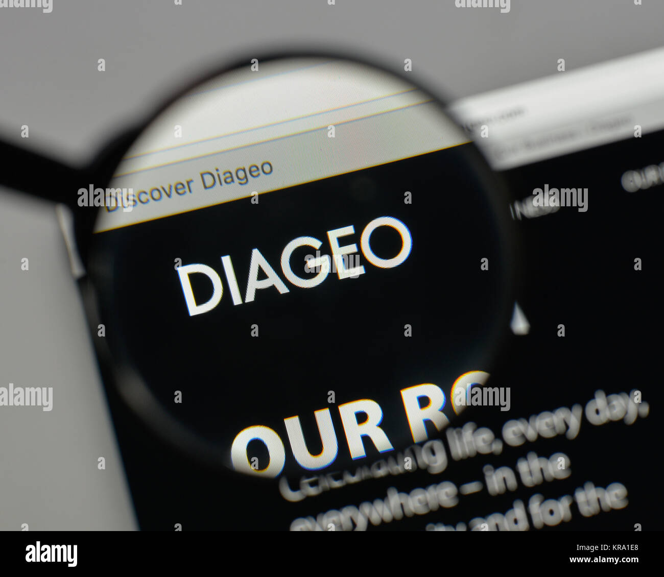 Milan, Italy - August 10, 2017: Diageo logo on the website homepage ...