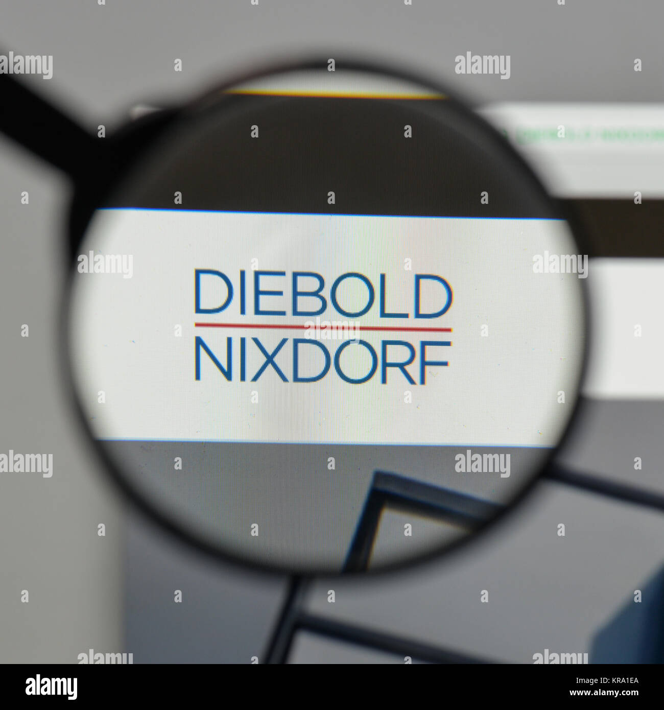 Milan, Italy - August 10, 2017: Diebold Nixdorf logo on the website ...