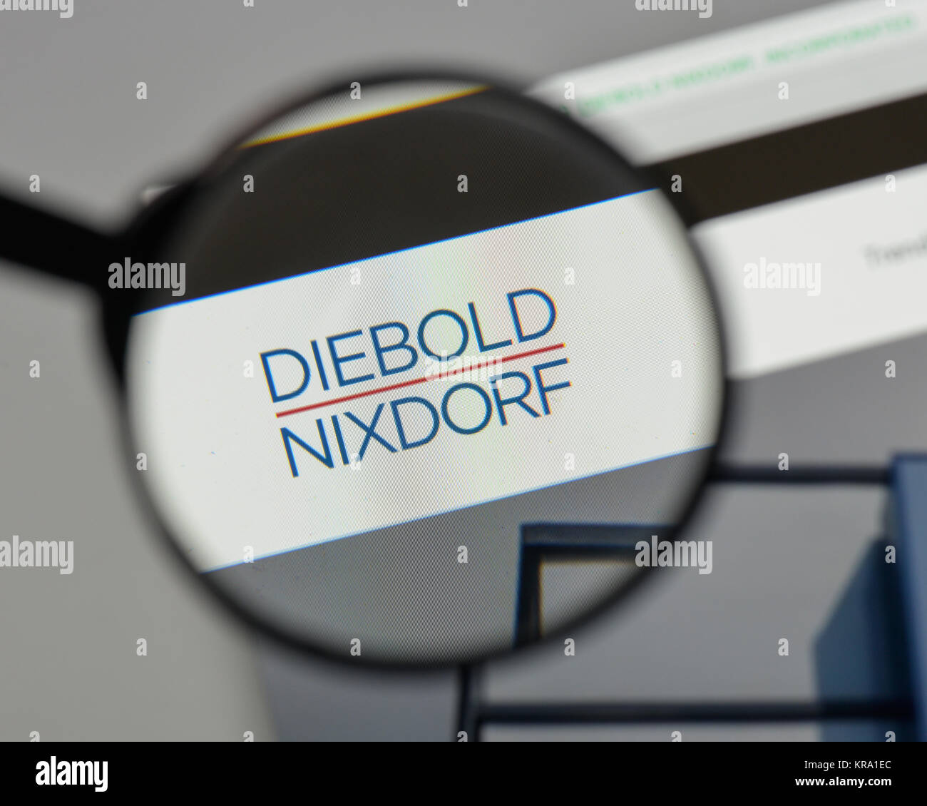 Milan, Italy - August 10, 2017: Diebold Nixdorf logo on the website ...