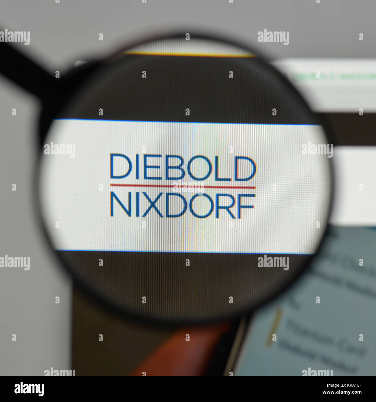 Milan, Italy - August 10, 2017: Diebold Nixdorf logo on the website ...