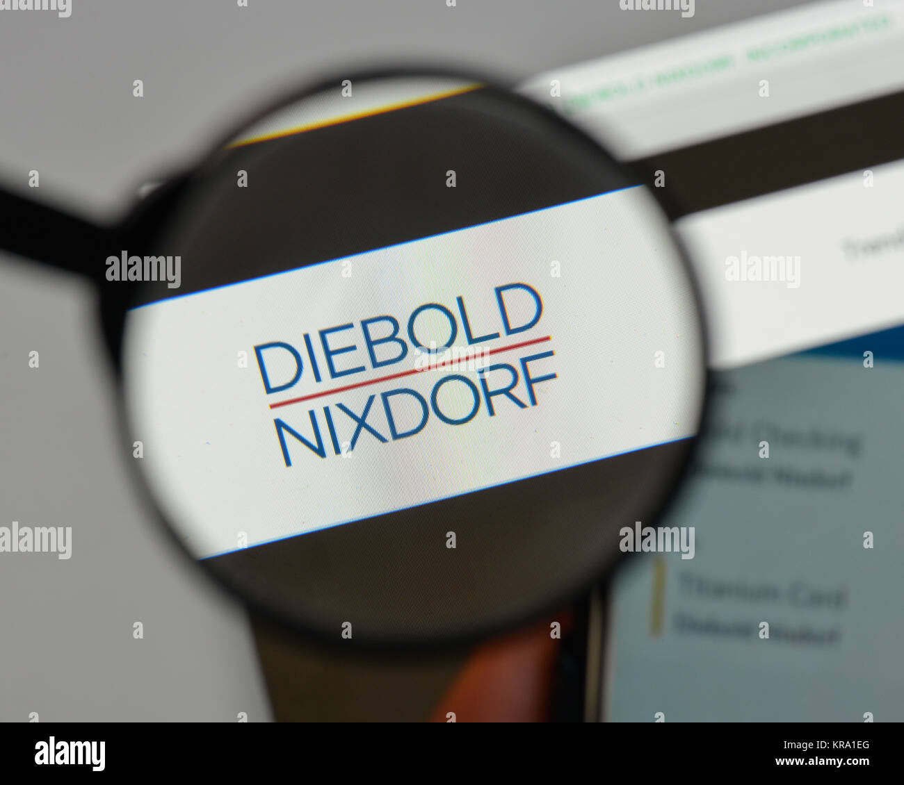Milan, Italy - August 10, 2017: Diebold Nixdorf logo on the website ...