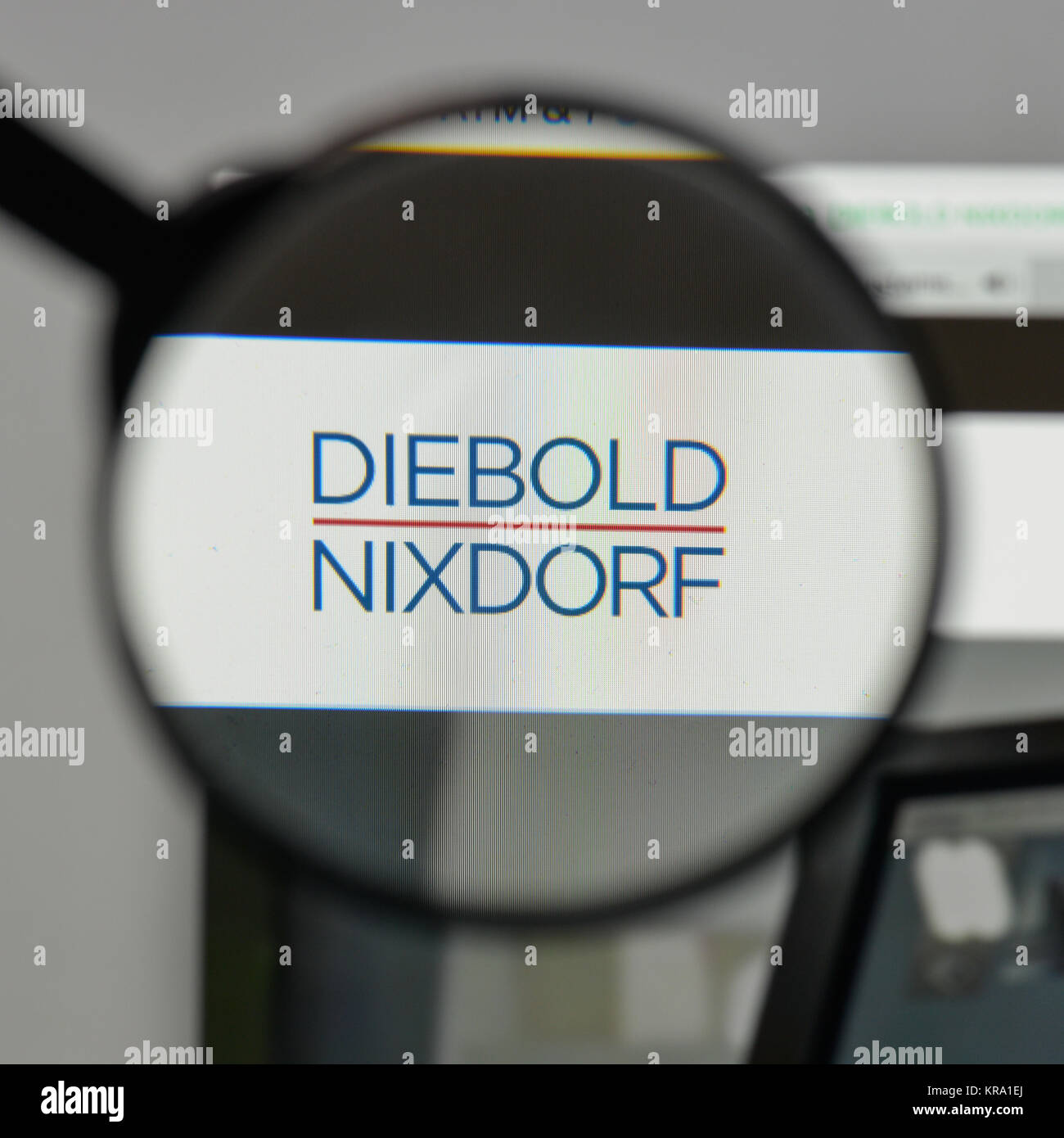 Milan, Italy - August 10, 2017: Diebold Nixdorf logo on the website ...