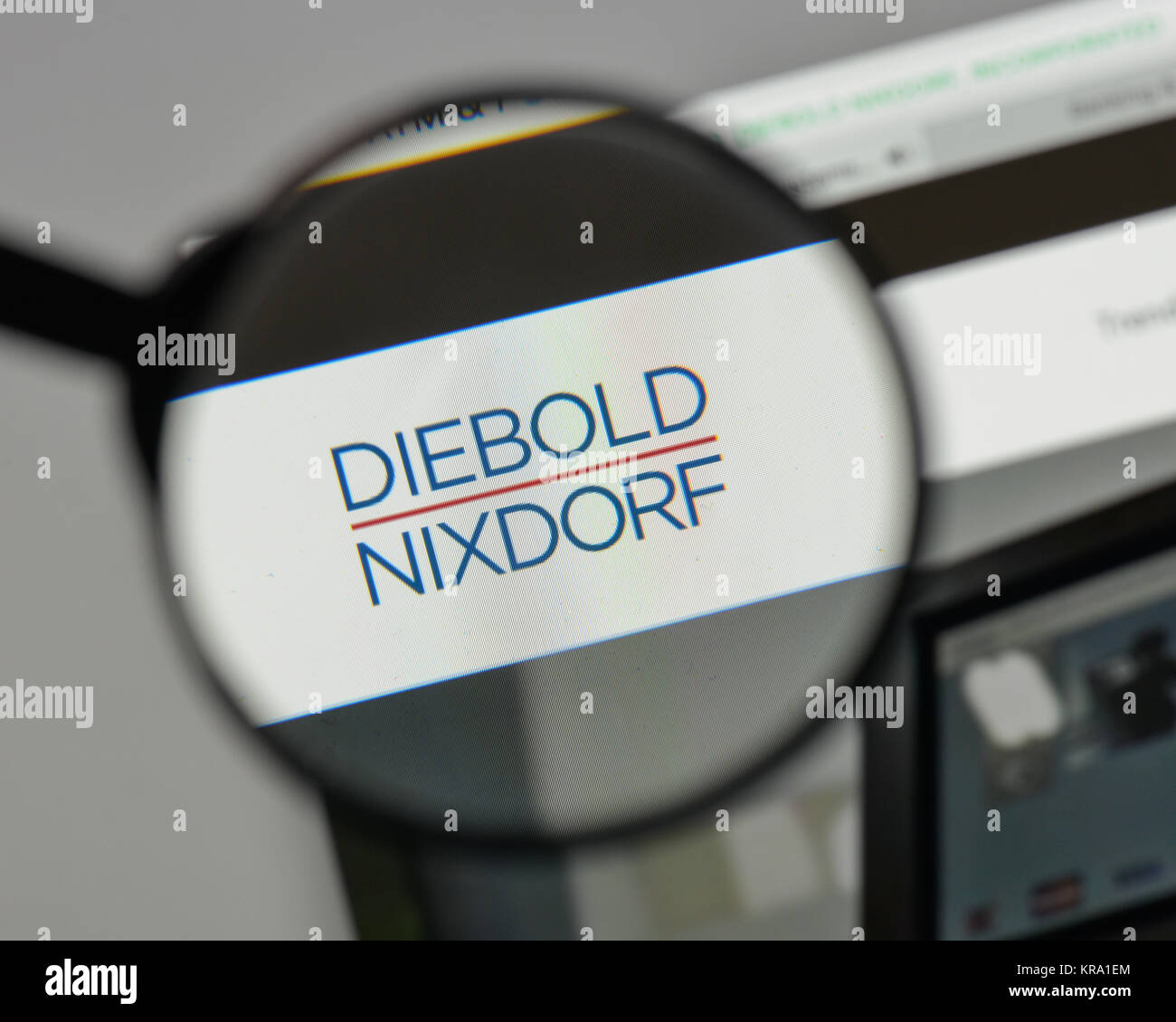 Milan, Italy - August 10, 2017: Diebold Nixdorf logo on the website ...