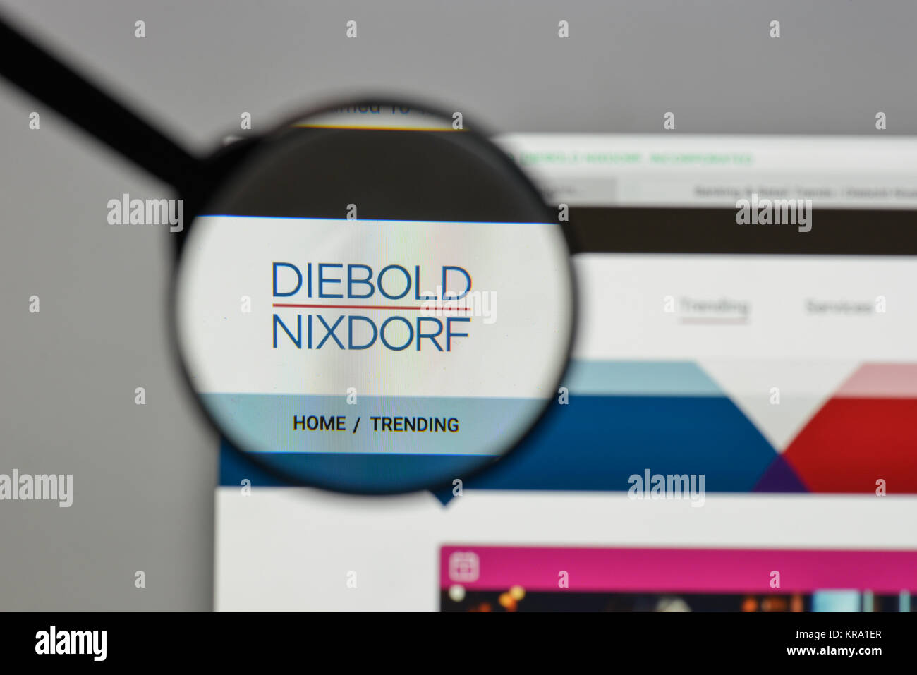 Milan, Italy - August 10, 2017: Diebold Nixdorf logo on the website ...