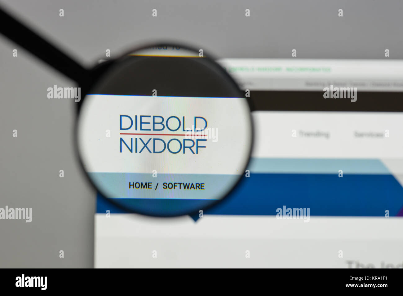 Milan, Italy - August 10, 2017: Diebold Nixdorf logo on the website ...
