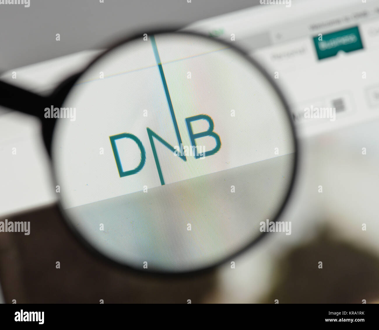 Milan, Italy - August 10, 2017: DNB ASA logo on the website homepage ...