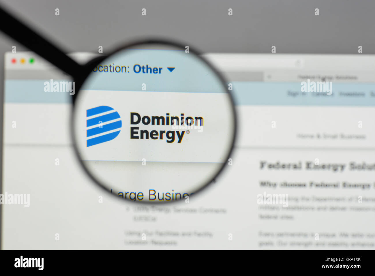 Milan, Italy - August 10, 2017: Dominion Energy logo on the website ...