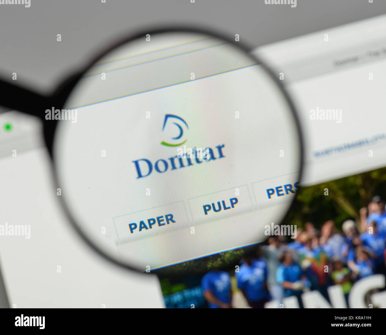 Milan, Italy - August 10, 2017: Domtar logo on the website homepage ...