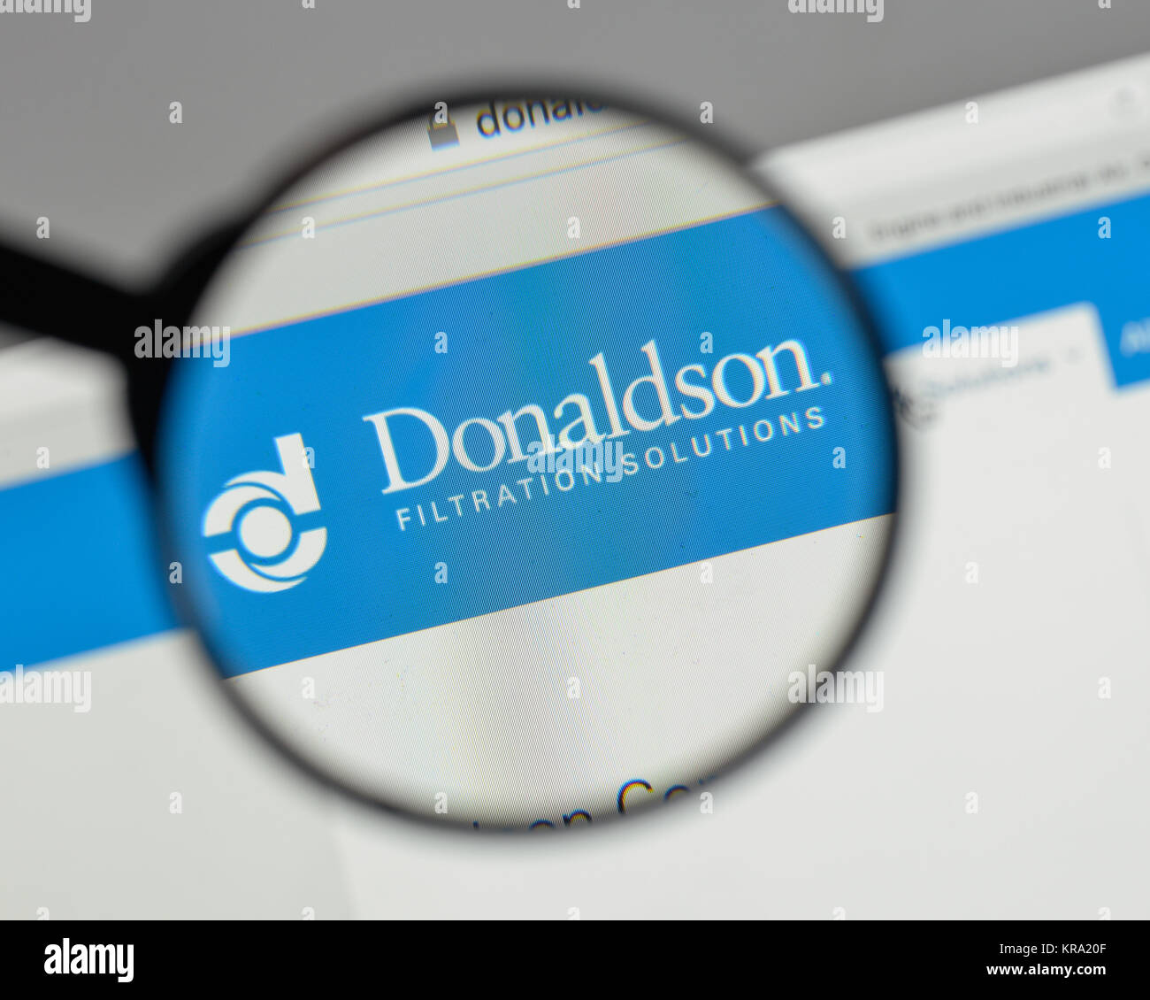 Milan, Italy - August 10, 2017: Donaldson logo on the website homepage ...