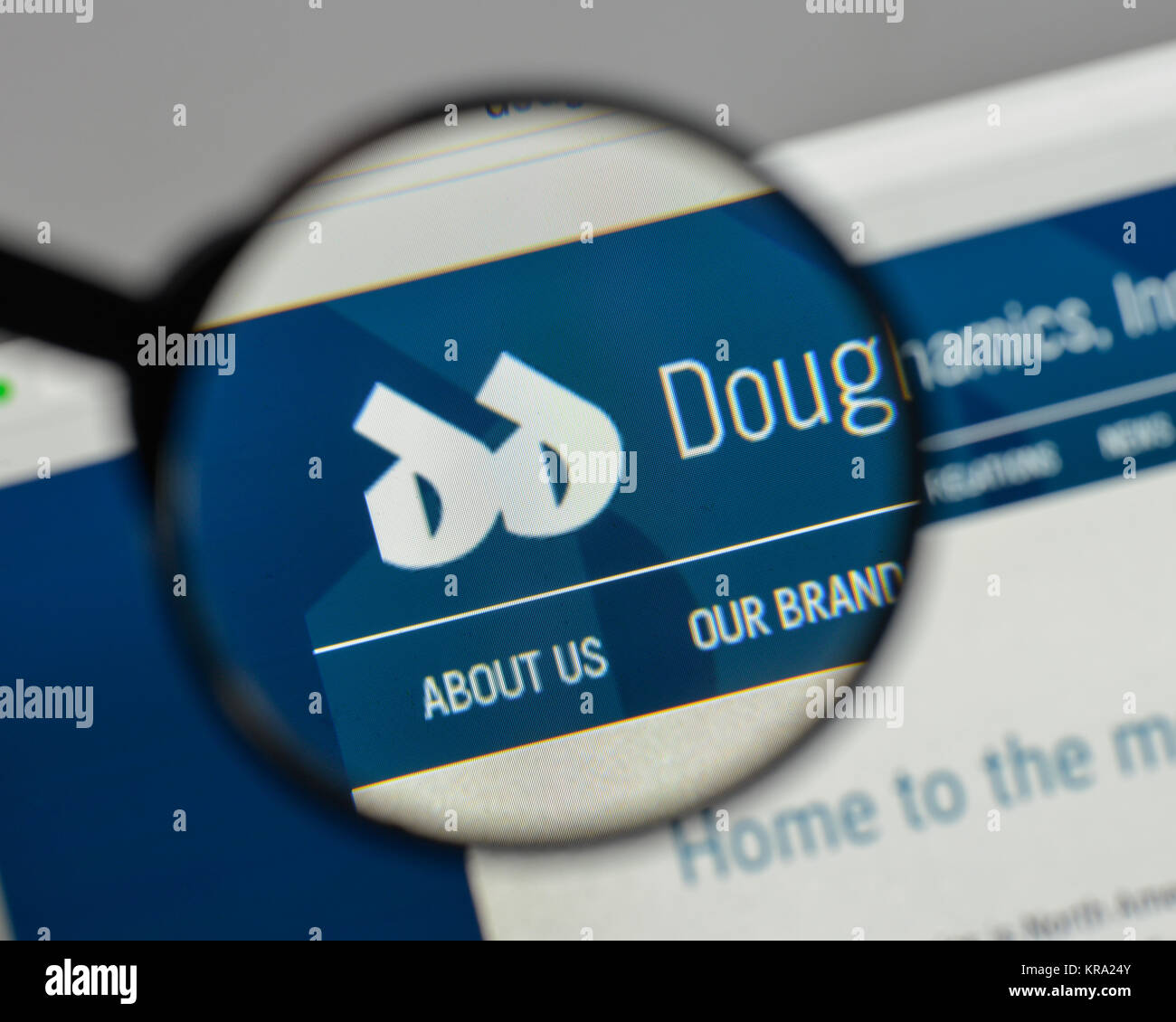 Milan, Italy - August 10, 2017: Douglas Dynamics logo on the website ...