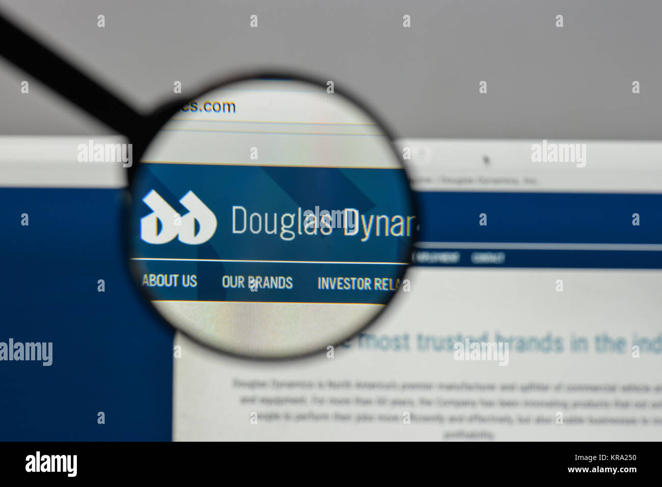 Milan, Italy - August 10, 2017: Douglas Dynamics logo on the website ...