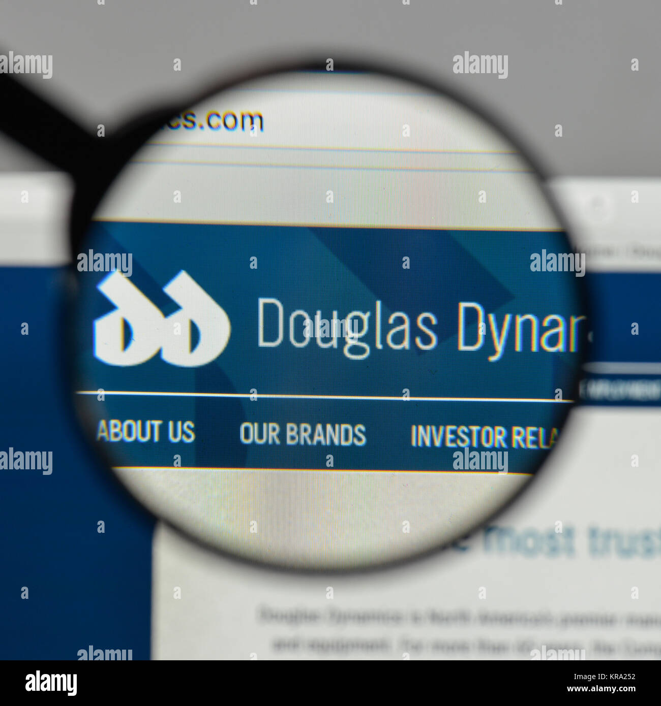 Milan, Italy - August 10, 2017: Douglas Dynamics logo on the website ...