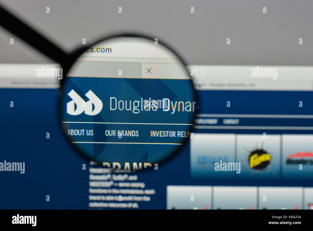 Milan, Italy - August 10, 2017: Douglas Dynamics logo on the website ...