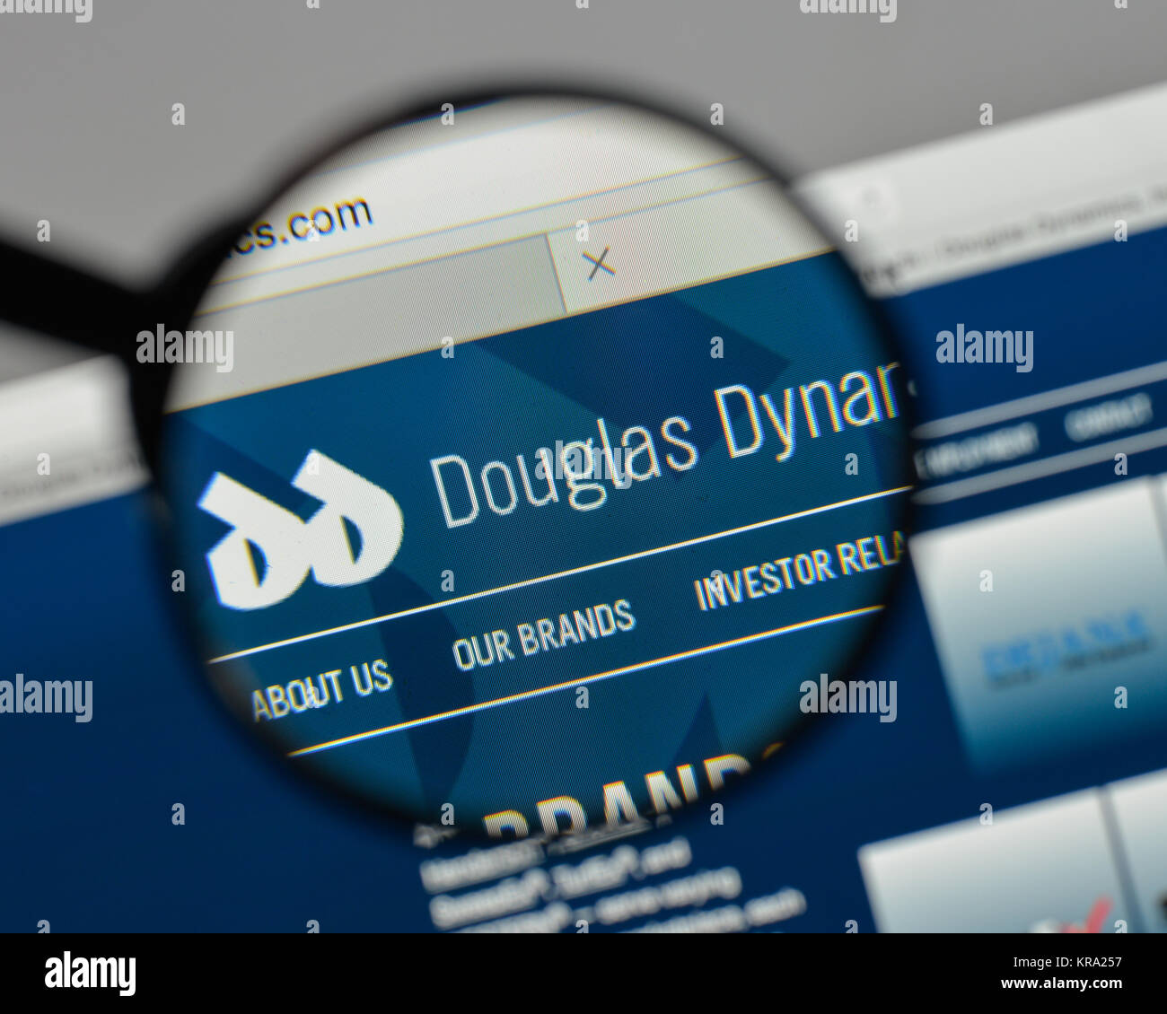 Milan, Italy - August 10, 2017: Douglas Dynamics logo on the website ...