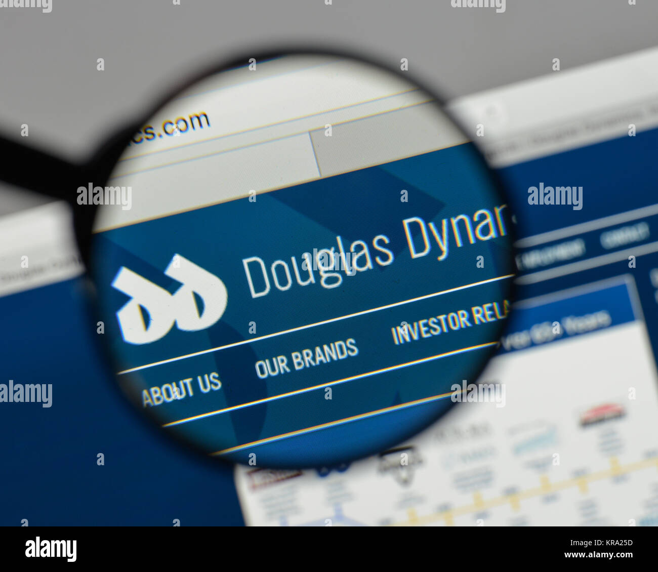 Milan, Italy - August 10, 2017: Douglas Dynamics logo on the website ...