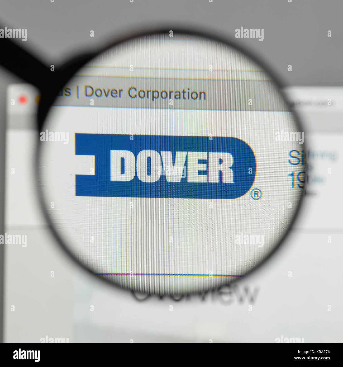 Milan, Italy - August 10, 2017: Dover logo on the website homepage ...