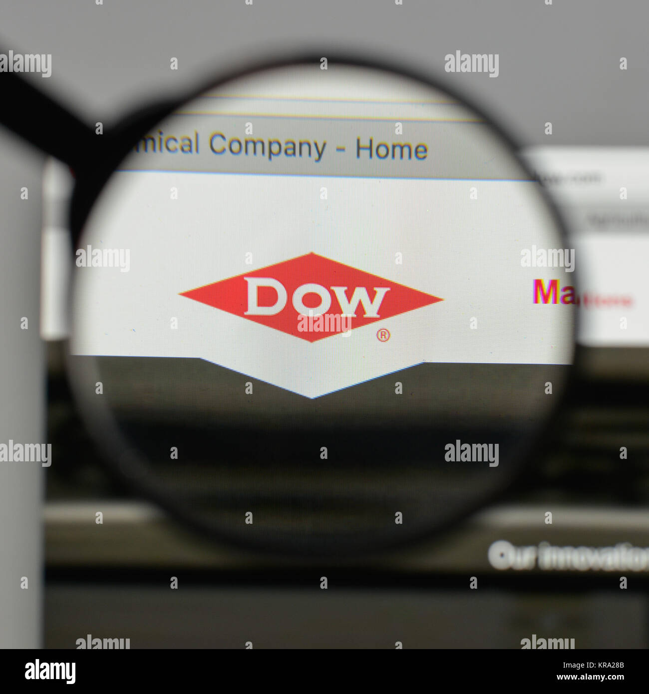 Milan, Italy - August 10, 2017: Dow Chemical logo on the website ...
