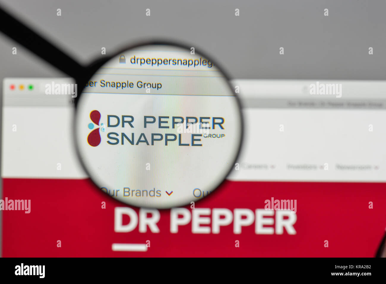 Milan, Italy - August 10, 2017: Dr Pepper Snapple Group logo on the ...
