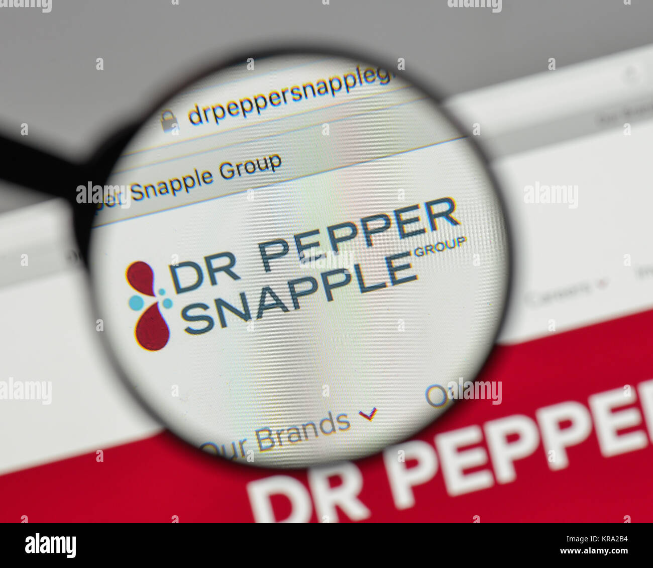 Milan, Italy - August 10, 2017: Dr Pepper Snapple Group logo on the ...