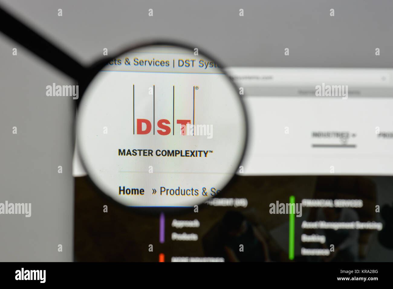 Milan, Italy - August 10, 2017: DST Systems logo on the website ...