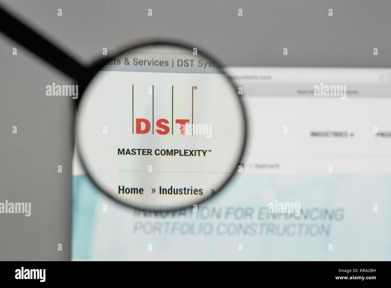 Milan, Italy - August 10, 2017: DST Systems logo on the website ...