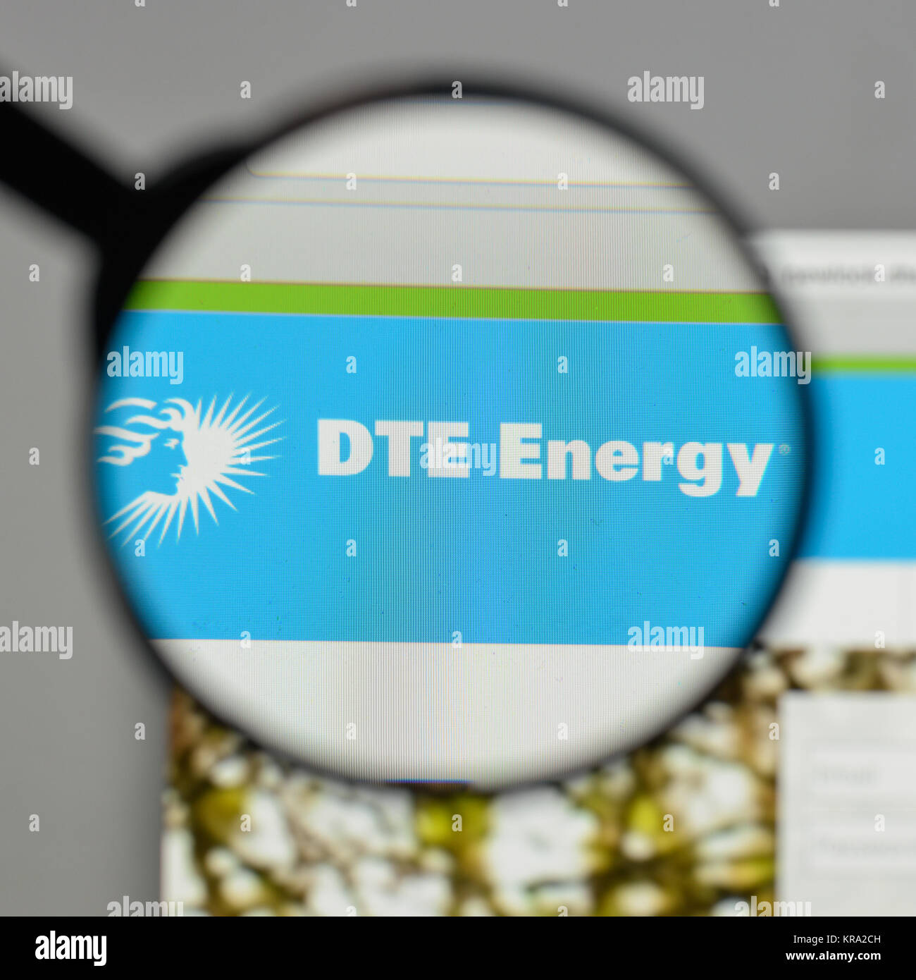 Milan, Italy - August 10, 2017: DTE Energy logo on the website homepage ...