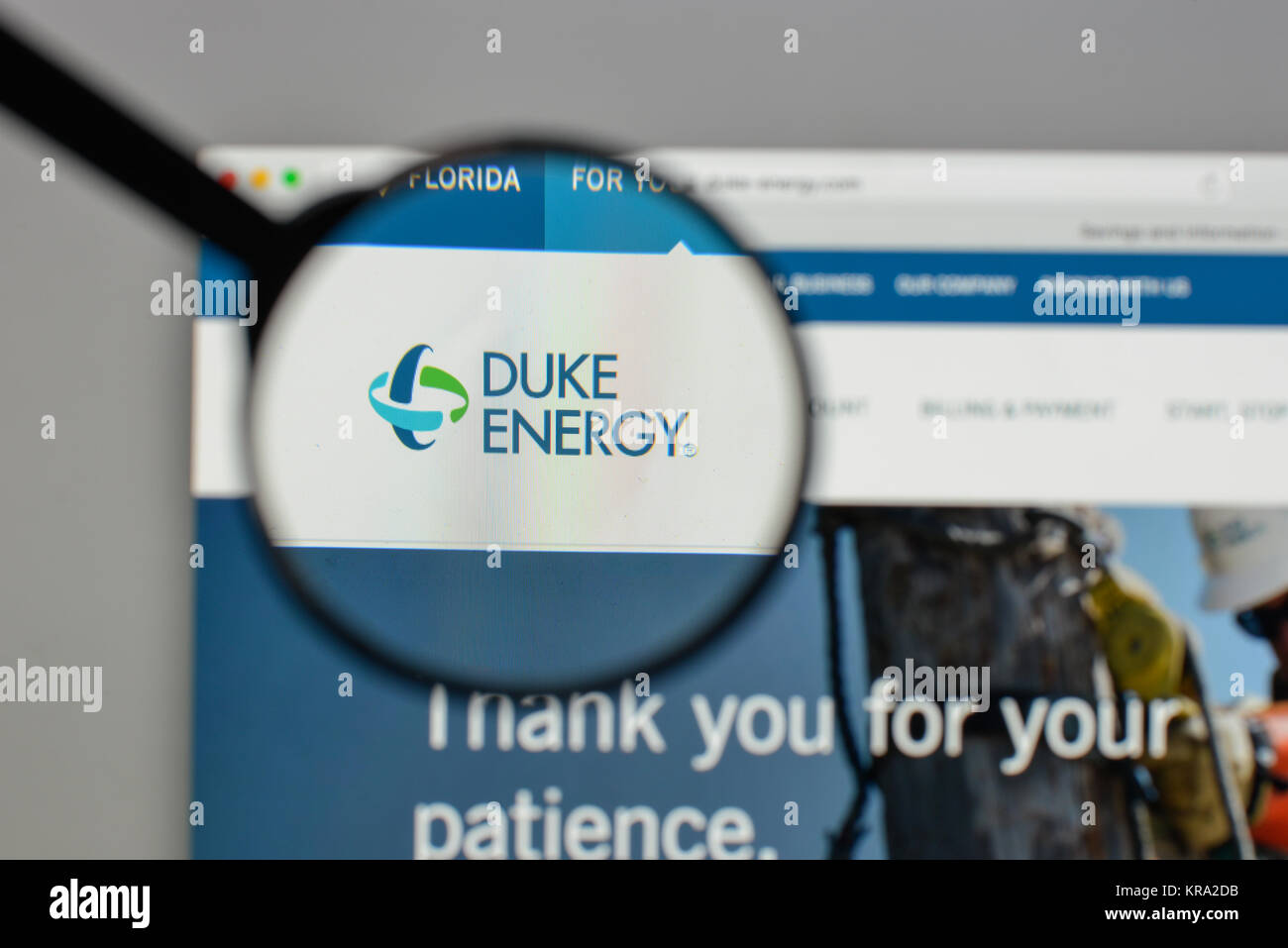 Milan, Italy - August 10, 2017: Duke Energy logo on the website ...