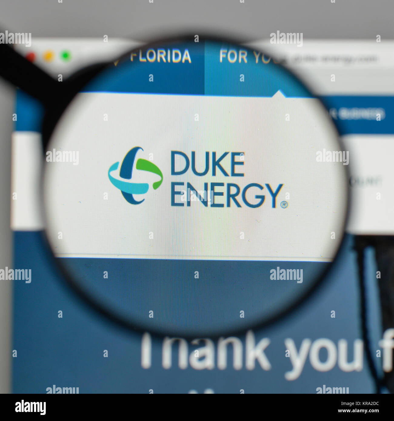 Milan, Italy - August 10, 2017: Duke Energy logo on the website ...