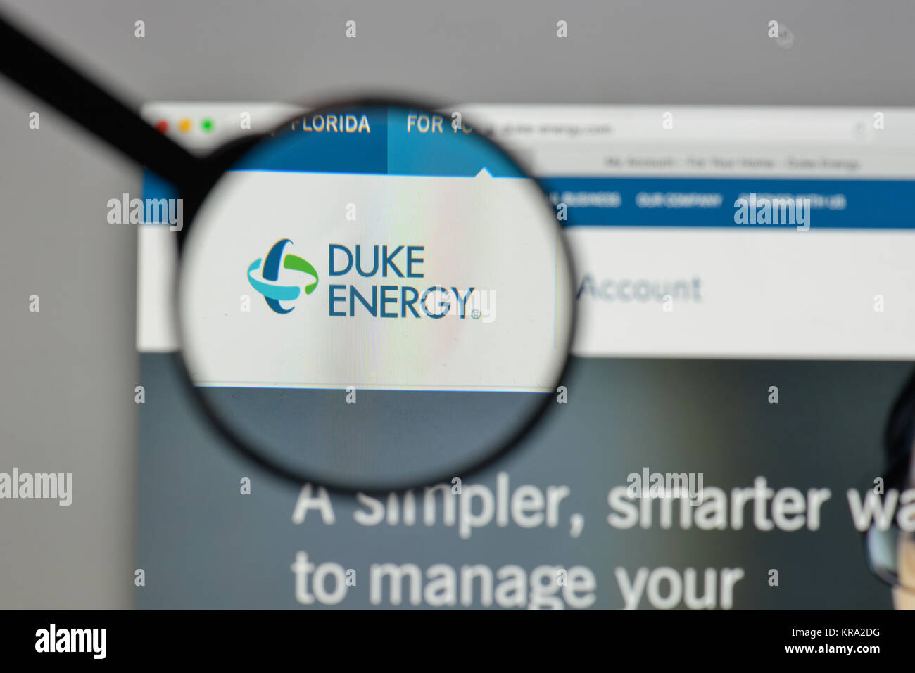 Milan, Italy - August 10, 2017: Duke Energy logo on the website ...