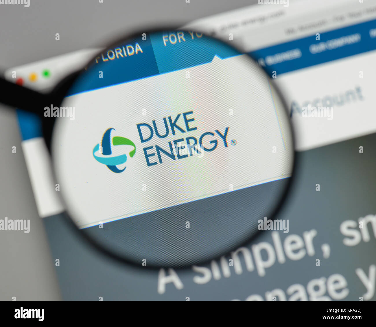 Milan, Italy - August 10, 2017: Duke Energy logo on the website ...