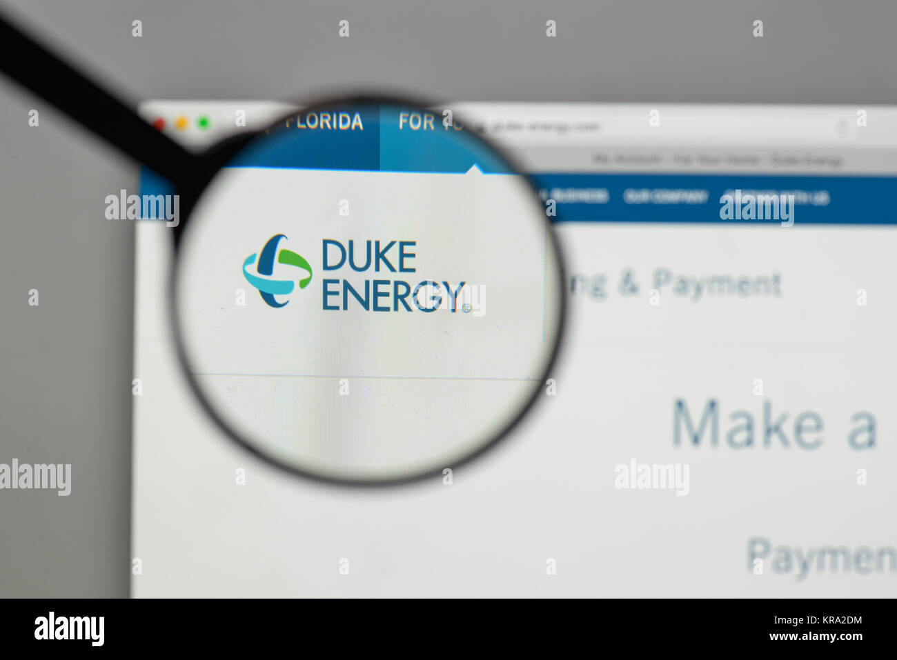 Milan, Italy - August 10, 2017: Duke Energy logo on the website ...