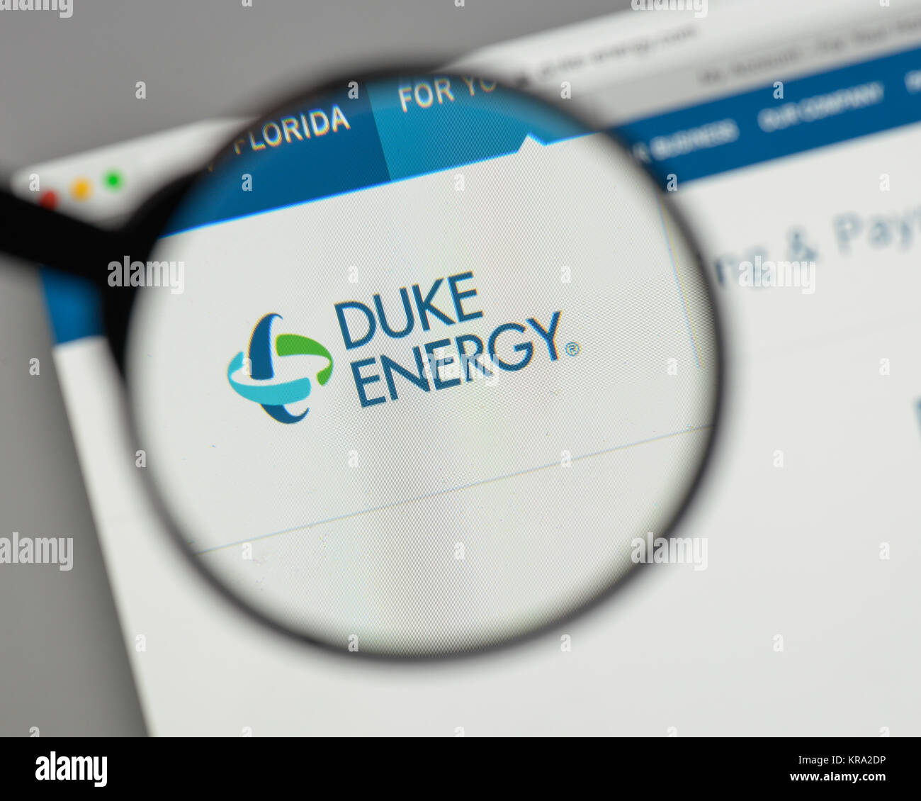Milan, Italy - August 10, 2017: Duke Energy logo on the website ...