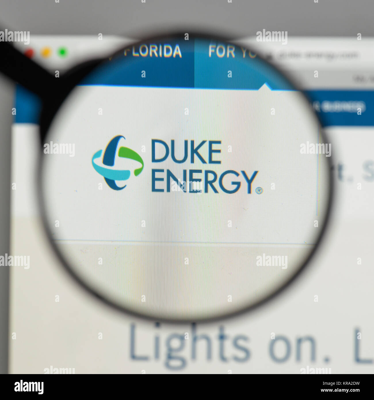Milan, Italy - August 10, 2017: Duke Energy logo on the website ...