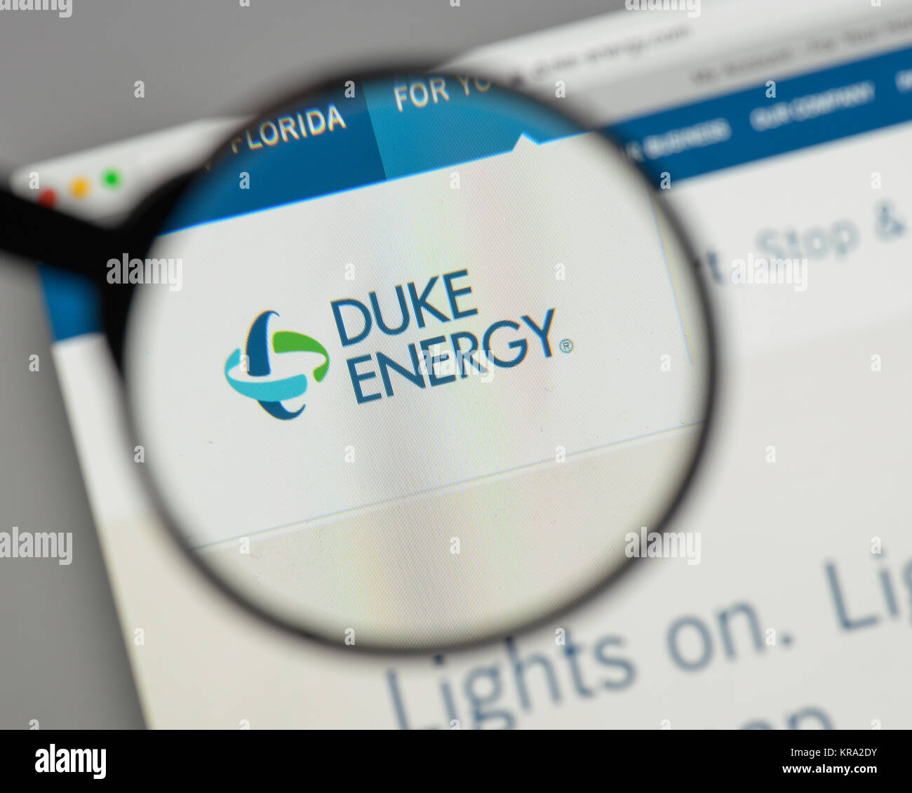 Milan, Italy - August 10, 2017: Duke Energy logo on the website ...