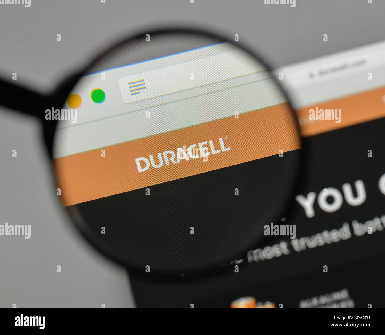 Milan, Italy - August 10, 2017: Duracell logo on the website homepage ...