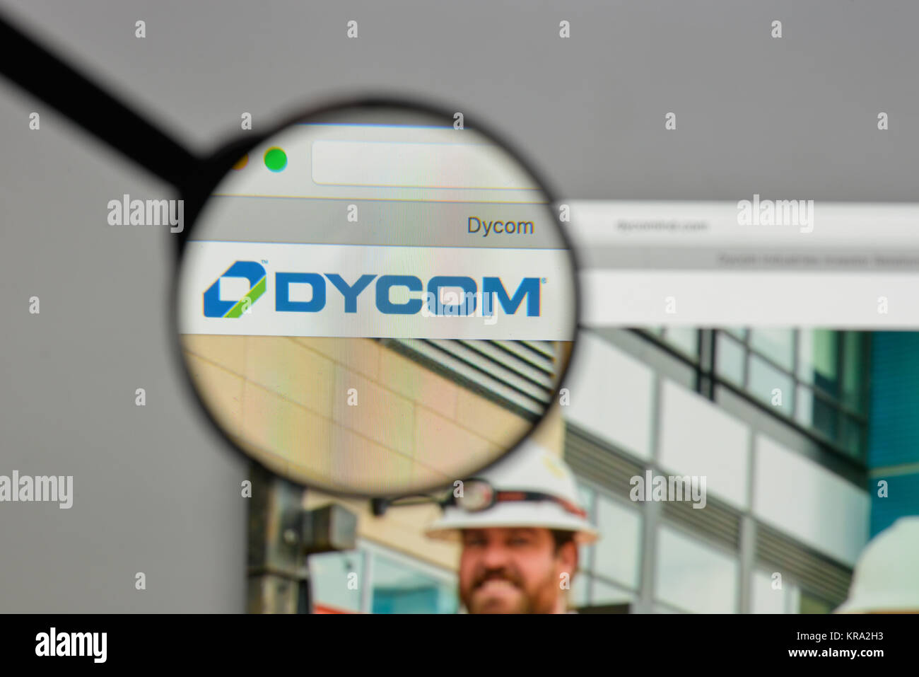 Milan, Italy - August 10, 2017: Dycom Industries logo on the website ...