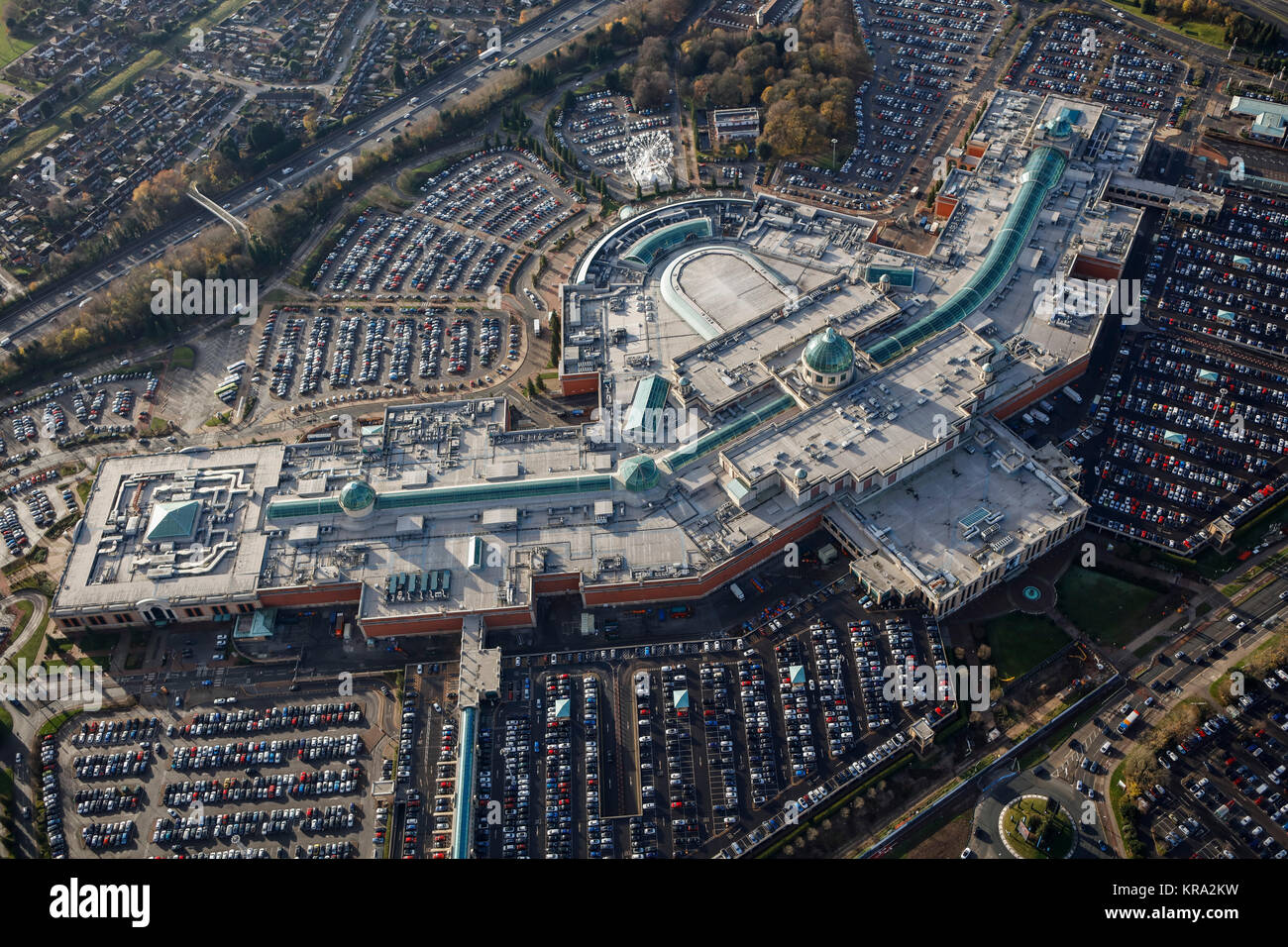 An aerial view of the Trafford Centre, and out of town shopping centre ...