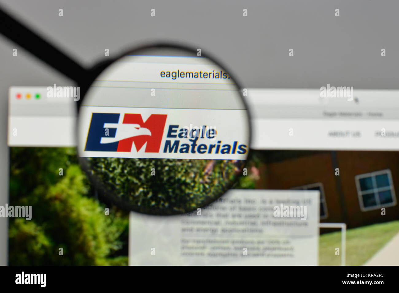 Milan, Italy - August 10, 2017: Eagle Materials logo on the website ...