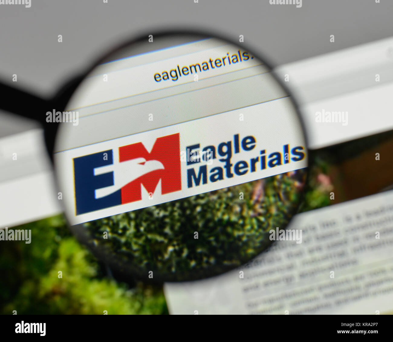 Milan, Italy - August 10, 2017: Eagle Materials logo on the website ...