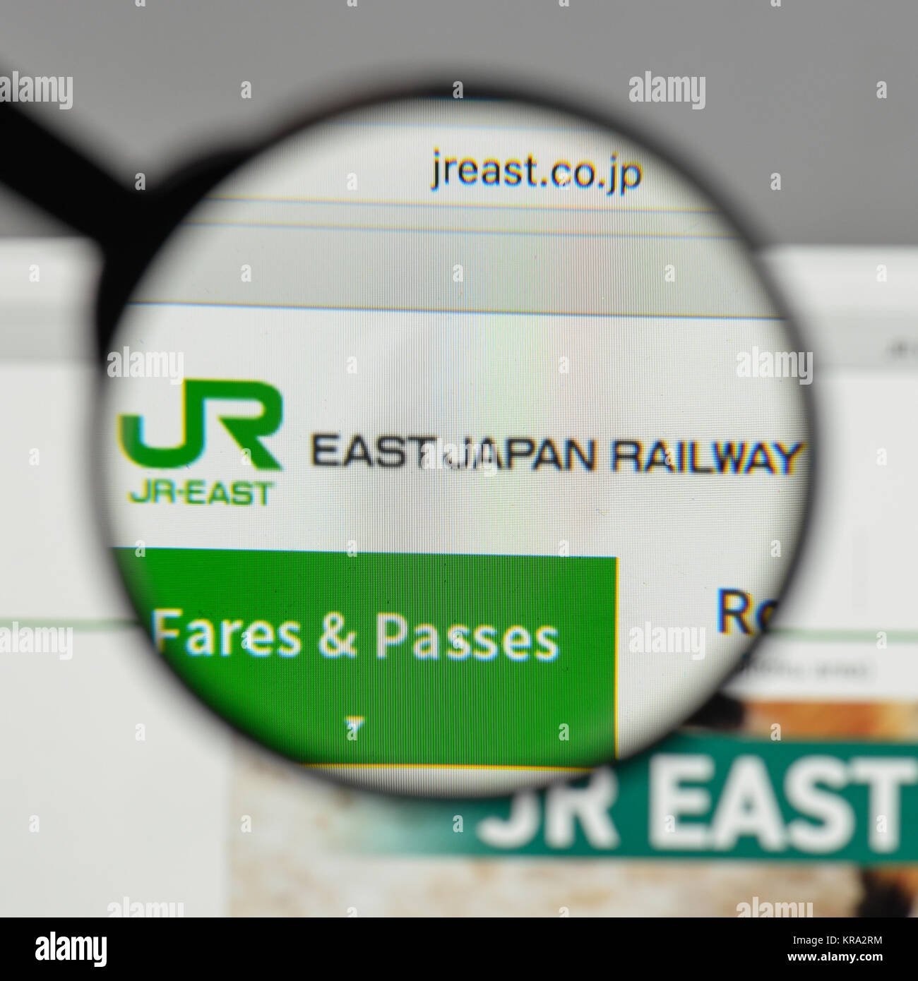 Milan, Italy - August 10, 2017: East Japan Railway logo on the website ...